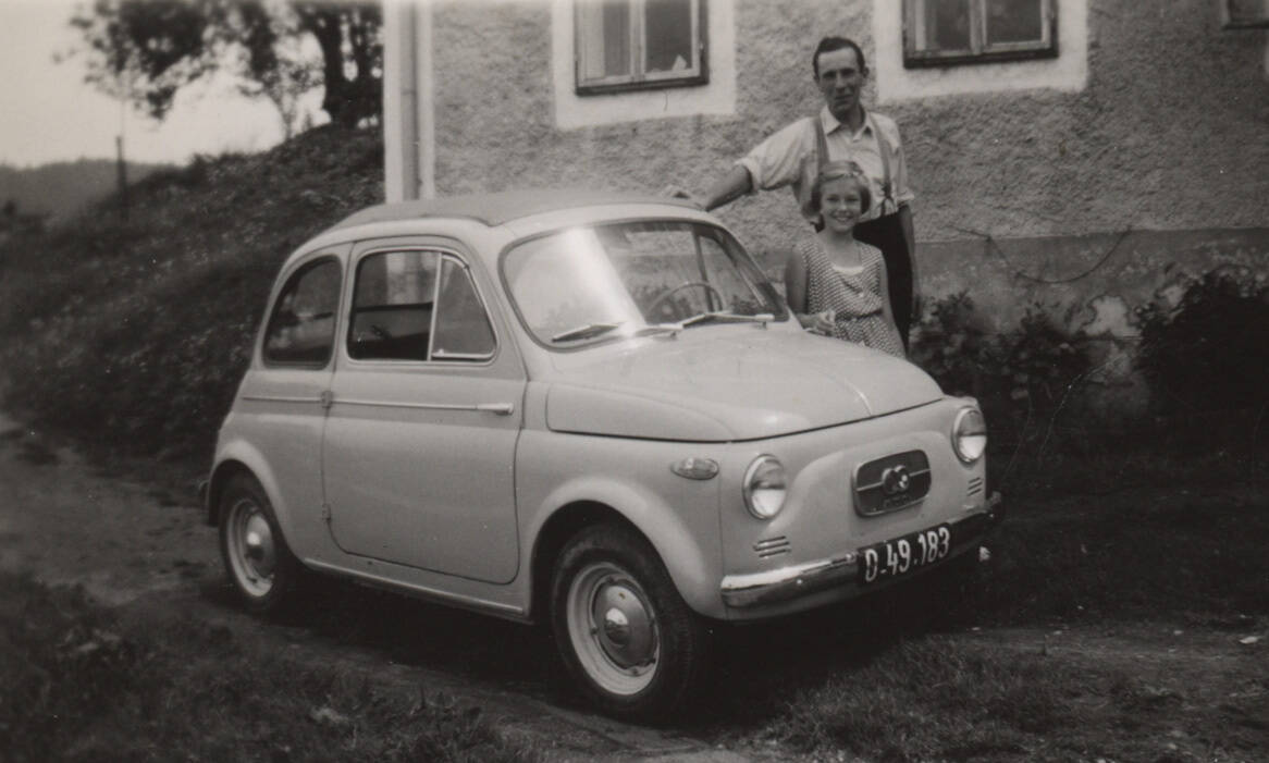 Rudolf Hofmann mit seinem Puch 500