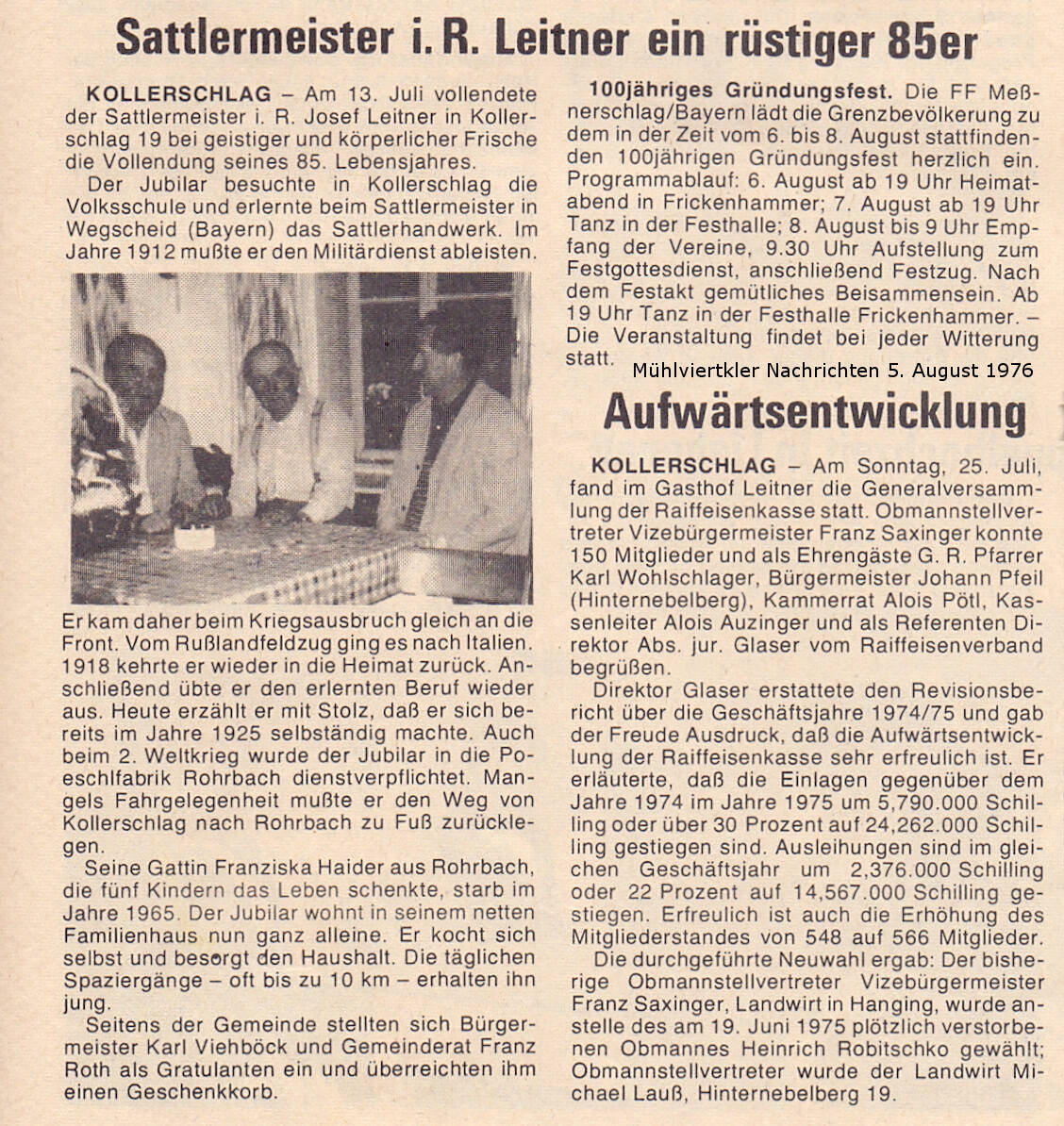 Josef Leitner Gratulation