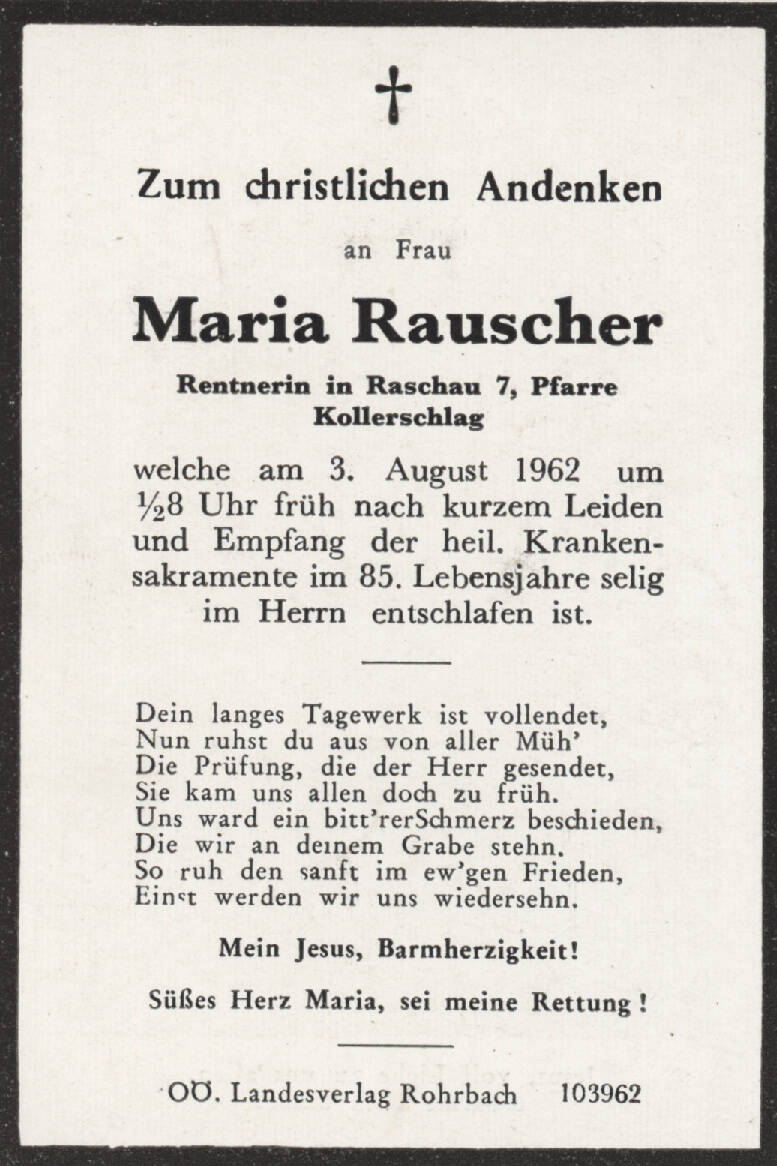 Maria Rauscher Totenbild